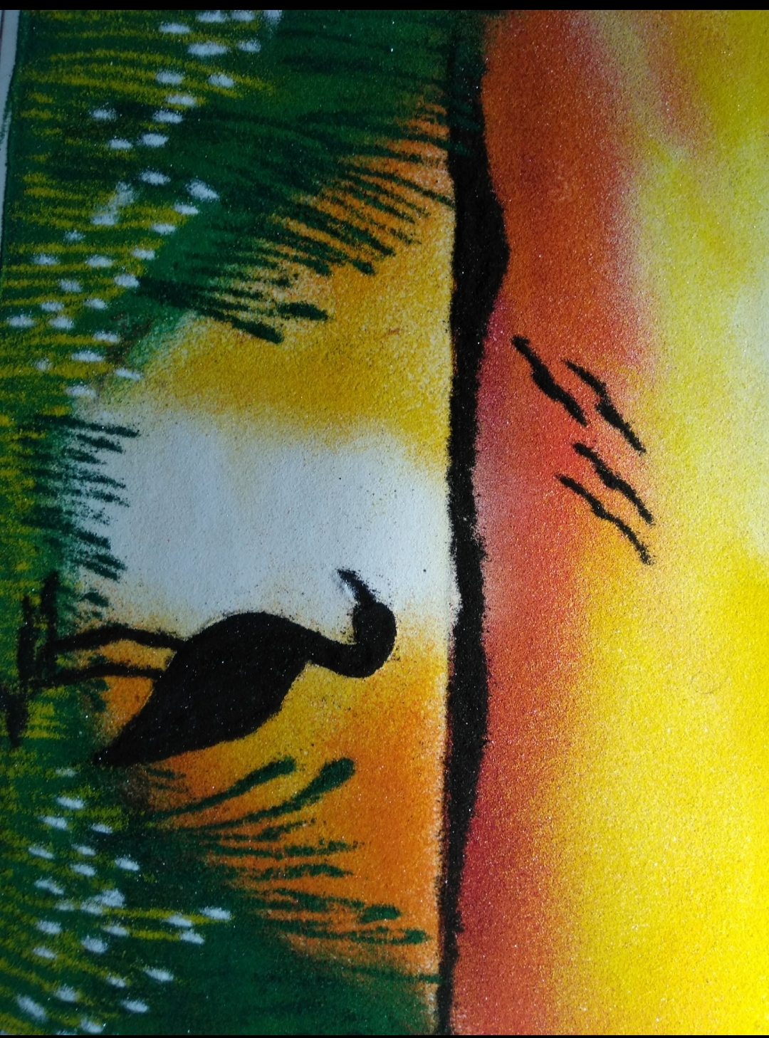 Rangolis for competition : Nature scenery rangoli – Easy Rangoli Designs