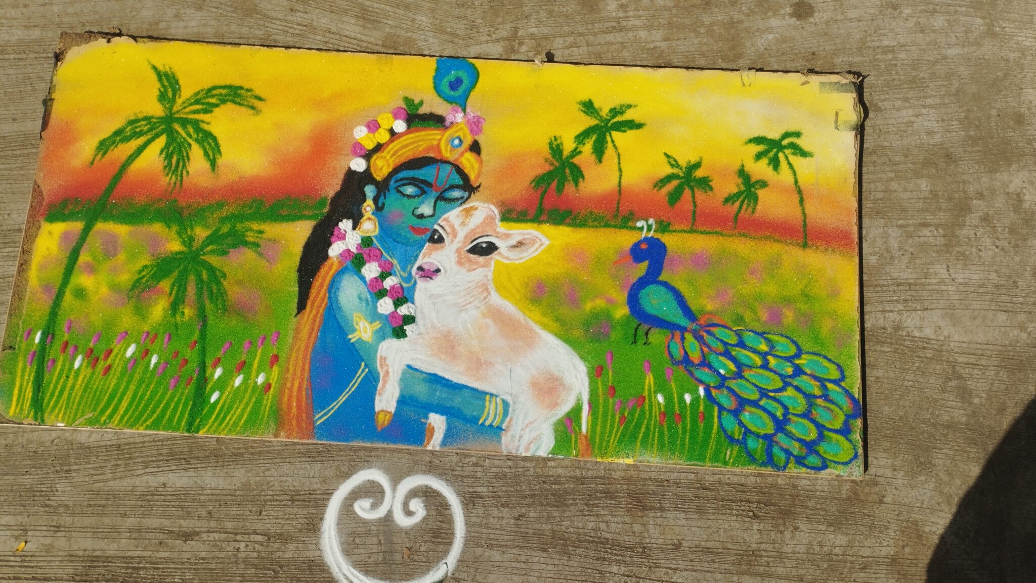 Rangolis for competition : Nature scenery rangoli – Easy Rangoli Designs